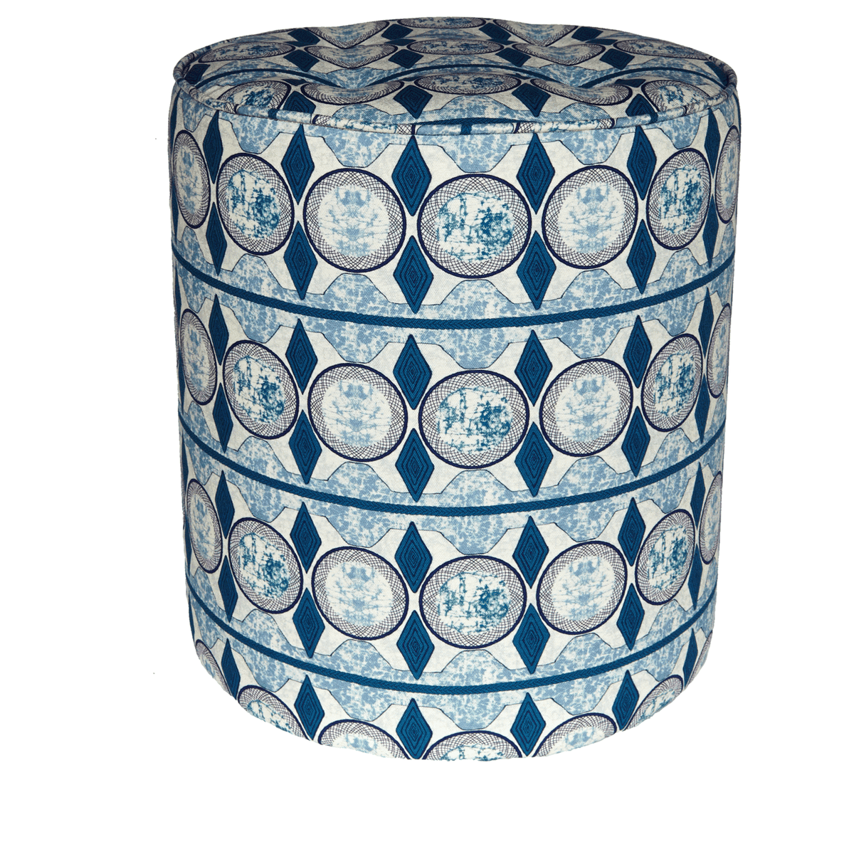 Aye blue Contemporary African print pouffe in vibrant blue African ...