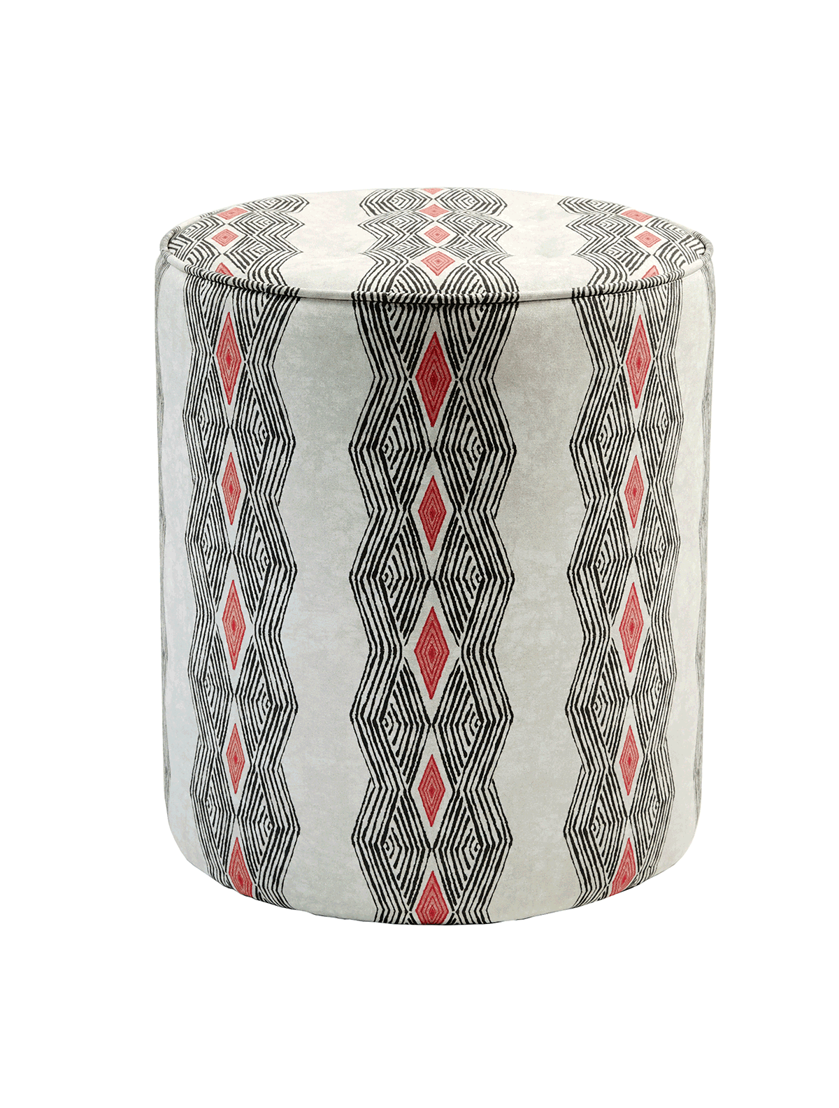 Luxury African-Inspired Odi Pouffe in Grey with Modern Grey Geometric ...